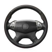 China Design Suede Black Genuine Leather Hand Stitching Steering Wheel Cover For Acura TL 2005 2006 for sale