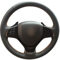 China Customize Personalized New Black Artificial Leather Hand Stitched Car Cover Steering Wheel Skin for Suzuki Alivio 2015 2016 for sale