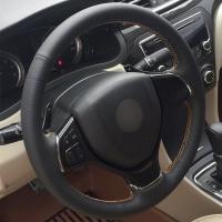 China Customize Personalized New Black Artificial Leather Hand Stitched Car Cover Steering Wheel Skin for Suzuki Alivio 2015 2016 for sale