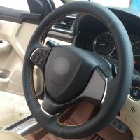 China Customize Personalized New Black Artificial Leather Hand Stitched Car Cover Steering Wheel Skin for Suzuki Alivio 2015 2016 for sale