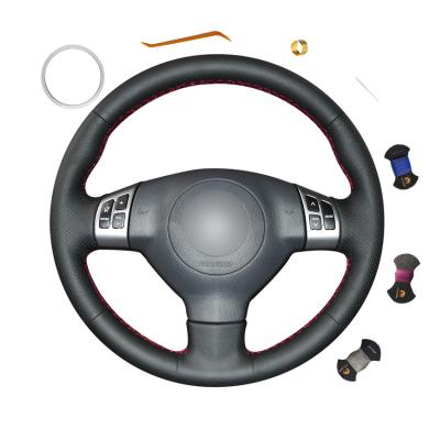 China Genuine Leather Hand Stitching Black Customized DIY Steering Wheel Cover For Suzuki Swift 2011 2012 2013 for sale