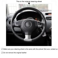 China Genuine Leather Hand Stitching Black Customized DIY Steering Wheel Cover For Suzuki Swift 2011 2012 2013 for sale