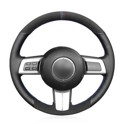 China Custom Black Suede Leather Steering Wheel Cover Thread Markers for Mazda MX-5 RX-8 CX-7 CX7 2007 2008 2009 2010 2011 2012 2013 for sale