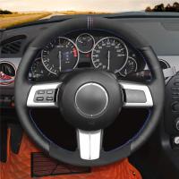 China Custom Black Suede Leather Steering Wheel Cover Thread Markers for Mazda MX-5 RX-8 CX-7 CX7 2007 2008 2009 2010 2011 2012 2013 for sale