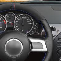 China Custom Black Suede Leather Steering Wheel Cover Thread Markers for Mazda MX-5 RX-8 CX-7 CX7 2007 2008 2009 2010 2011 2012 2013 for sale