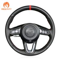 China Hand Sewing Artificial Leather Steering Wheel Cover Red Stripe for Mazda 3 Axela 6 Atenza CX-5 CX5 CX9 2016 2017 2018 2019 for sale