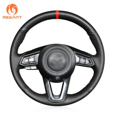 China Hand Sewing Artificial Leather Steering Wheel Cover Red Stripe for Mazda 3 Axela 6 Atenza CX-5 CX5 CX9 2016 2017 2018 2019 for sale