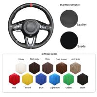 China Hand Sewing Artificial Leather Steering Wheel Cover Red Stripe for Mazda 3 Axela 6 Atenza CX-5 CX5 CX9 2016 2017 2018 2019 for sale