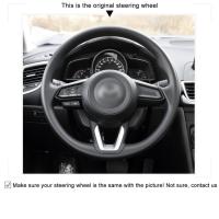 China Hand Sewing Artificial Leather Steering Wheel Cover Red Stripe for Mazda 3 Axela 6 Atenza CX-5 CX5 CX9 2016 2017 2018 2019 for sale