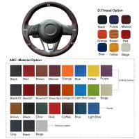 China Hand Sewing Suede Black Genuine Leather Custom Design Steering Wheel Cover For Mazda 3 Axela CX-5 CX5 2013 2014 2015 2016 2017 for sale