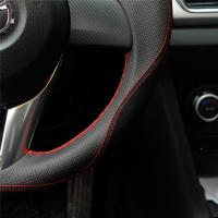 China Hand Sewing Suede Black Genuine Leather Custom Design Steering Wheel Cover For Mazda 3 Axela CX-5 CX5 2013 2014 2015 2016 2017 for sale