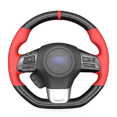 China Best Selling Car Accessories Carbon Fiber Leather Car Steering Wheel Cover for Subaru WRX 2015-2021 Impreza Outback Porsche for sale