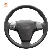 China Hand Stitching Black Artificial Leather Custom Steering Wheel Cover for Toyota Calya 1.2 E Std G AT 2016-2024 for sale