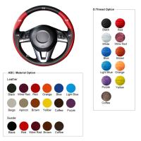 China Accessory Hand Sewing Red Black Leather Customized DIY Steering Wheel Cover For Mazda 3 Axela CX-5 CX5 2013 2014 2015 2016 2017 for sale