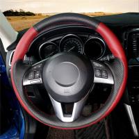 China Accessory Hand Sewing Red Black Leather Customized DIY Steering Wheel Cover For Mazda 3 Axela CX-5 CX5 2013 2014 2015 2016 2017 for sale