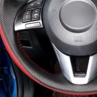 China Accessory Hand Sewing Red Black Leather Customized DIY Steering Wheel Cover For Mazda 3 Axela CX-5 CX5 2013 2014 2015 2016 2017 for sale