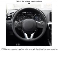 China Accessory Hand Sewing Red Black Leather Customized DIY Steering Wheel Cover For Mazda 3 Axela CX-5 CX5 2013 2014 2015 2016 2017 for sale