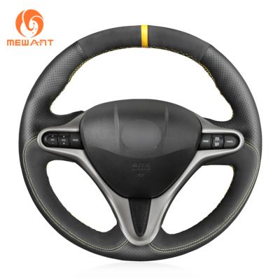China Customized Hand Stitched Suede Leather Steering Wheel Cover for Honda Civic 8 8th Gen 2006 2007 2008 2009 2010 2011 for sale