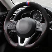 China Design Genuine Leather Black Suede DIY Stitching Steering Wheel Cover For Mazda 6 Atenza 2 CX-3 CX3 2014 2015 2016 2017 for sale