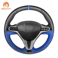 China Custom Hand Sewing Blue Suede Leather Steering Wheel Cover for Honda Civic 8 8th Gen 2006 2007 2008 2009 2010 2011 for sale