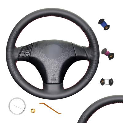 China Car Interior Artificial Leather Black Hand Sewing Customized Steering Wheel Cover For Mazda 5 2004 2005 2006 2007 2008 2009 2010 for sale