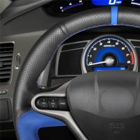 China Custom Hand Sewing Blue Suede Leather Steering Wheel Cover for Honda Civic 8 8th Gen 2006 2007 2008 2009 2010 2011 for sale