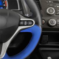 China Custom Hand Sewing Blue Suede Leather Steering Wheel Cover for Honda Civic 8 8th Gen 2006 2007 2008 2009 2010 2011 for sale
