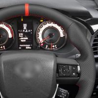 China Cheap Black Pu Faux Leather Steering Wheel Wrap Cover For Toyota Hilux Pickup 2.0 2.4 2.8 P/U SC E DC G Indonesia 2015-2024 for sale