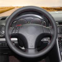 China Car Interior Artificial Leather Black Hand Sewing Customized Steering Wheel Cover For Mazda 5 2004 2005 2006 2007 2008 2009 2010 for sale