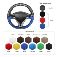 China Custom Hand Sewing Blue Suede Leather Steering Wheel Cover for Honda Civic 8 8th Gen 2006 2007 2008 2009 2010 2011 for sale