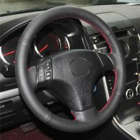 China Car Interior Artificial Leather Black Hand Sewing Customized Steering Wheel Cover For Mazda 5 2004 2005 2006 2007 2008 2009 2010 for sale