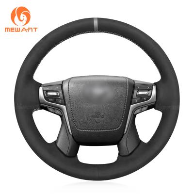 China MEWANT Car Interior Accessories For Toyota Land Cruiser Prado Crown Hand Sewing Soft Black Suede Steering Wheel Cover for sale