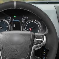 China MEWANT Car Interior Accessories For Toyota Land Cruiser Prado Crown Hand Sewing Soft Black Suede Steering Wheel Cover for sale