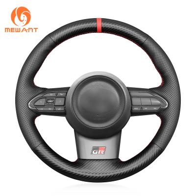 China Custom Hand Stitching Matt Carbon Leather Steering Wheel Cover for Toyota Yaris GR 2020-2022 for sale