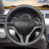 China Hand Sewing Carbon Fiber PU Artificial Leather Steering Wheel Cover for Honda Fit City Jazz Insight for sale