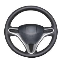 China Black Artificial Leather Steering Wheel Cover Wrap for Honda Fit 2009-2013 City 2009-2013 Jazz 2009-2013 Insight 2010-2014 for sale