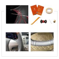 China Hand Sewing Wood Pattern Grey DIY Steering Wheel Cover For Toyota Highlander Camry Isis Mark X Zio Premio Noah Previa 2006-2015 for sale