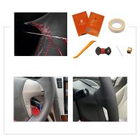 China Hand Sewing PU Leather Grey DIY Steering Wheel Cover For Toyota Highlander Camry Isis Mark X Zio Premio Noah Previa 2006-2015 for sale