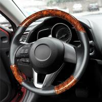China Interior Wooden Leather Steering Wheel Cover for Mazda 2 3 Axela 6 Atenza CX-3 CX3 CX-5 CX5 2013 2014 2015 2016 2017 for sale