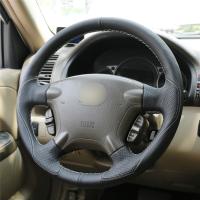 China Car Interior Decorations Black Leather Design Hand Sewing Steering Wheel Cover For Honda CR-V CRV 2002 2003 2004 2005 2006 for sale