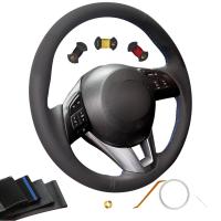 China Interior Black Genuine Leather Steering Wheel Cover for Mazda 2 3 Axela 6 Atenza CX-3 CX3 CX-5 CX5 2013 2014 2015 2016 2017 for sale