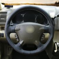 China Car Interior Decorations Black Leather Design Hand Sewing Steering Wheel Cover For Honda CR-V CRV 2002 2003 2004 2005 2006 for sale