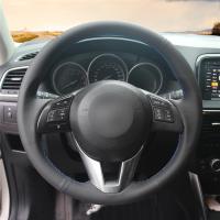 China Interior Black Genuine Leather Steering Wheel Cover for Mazda 2 3 Axela 6 Atenza CX-3 CX3 CX-5 CX5 2013 2014 2015 2016 2017 for sale