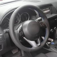 China Interior Black Genuine Leather Steering Wheel Cover for Mazda 2 3 Axela 6 Atenza CX-3 CX3 CX-5 CX5 2013 2014 2015 2016 2017 for sale