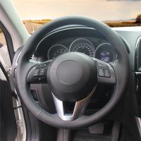 China Interior Black Genuine Leather Steering Wheel Cover for Mazda 2 3 Axela 6 Atenza CX-3 CX3 CX-5 CX5 2013 2014 2015 2016 2017 for sale