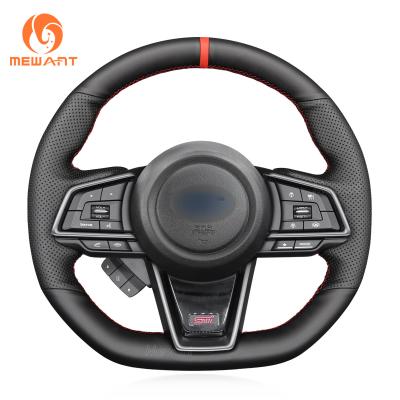 China Customized Available Durabl Hand Stitching Custom Full Black Leather Steering Wheel Cover for Subaru WRX 2022-2023 for sale