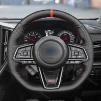 China Customized Available Durabl Hand Stitching Custom Full Black Leather Steering Wheel Cover for Subaru WRX 2022-2023 for sale