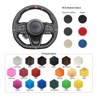 China Customized Available Durabl Hand Stitching Custom Full Black Leather Steering Wheel Cover for Subaru WRX 2022-2023 for sale