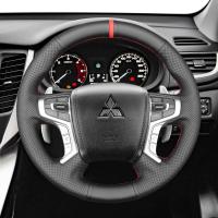 China Hand Stitching Microsoft Leather Steering Wheel Cover for Mitsubishi Outlander L200 Outlander Pajero Sport Triton Shogun 2022 for sale