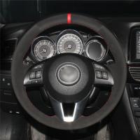 China Hand Sewing Suede Steering Wheel Cover for Mazda 2 3 Axela 6 Atenza CX-3 CX3 CX-5 CX5 2013 2014 2015 2016 2017 for sale